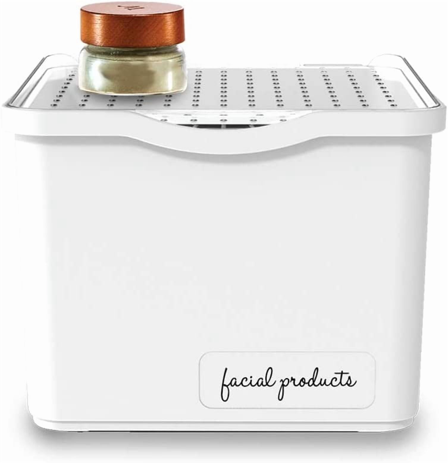 RIHJIN-Small Stacking Lid Bin, Clear-Lid Organizer for Makeup, Cotton ...