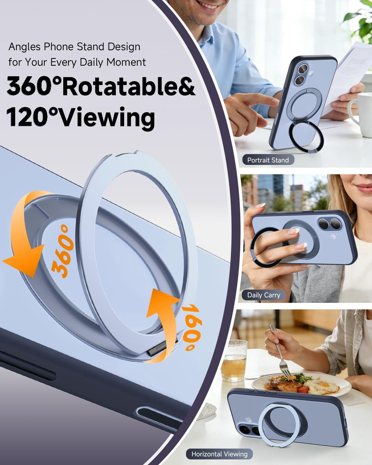 RIHJIN-for iPhone 17 Case with 360°Magnetic Stand,Compatible with ...