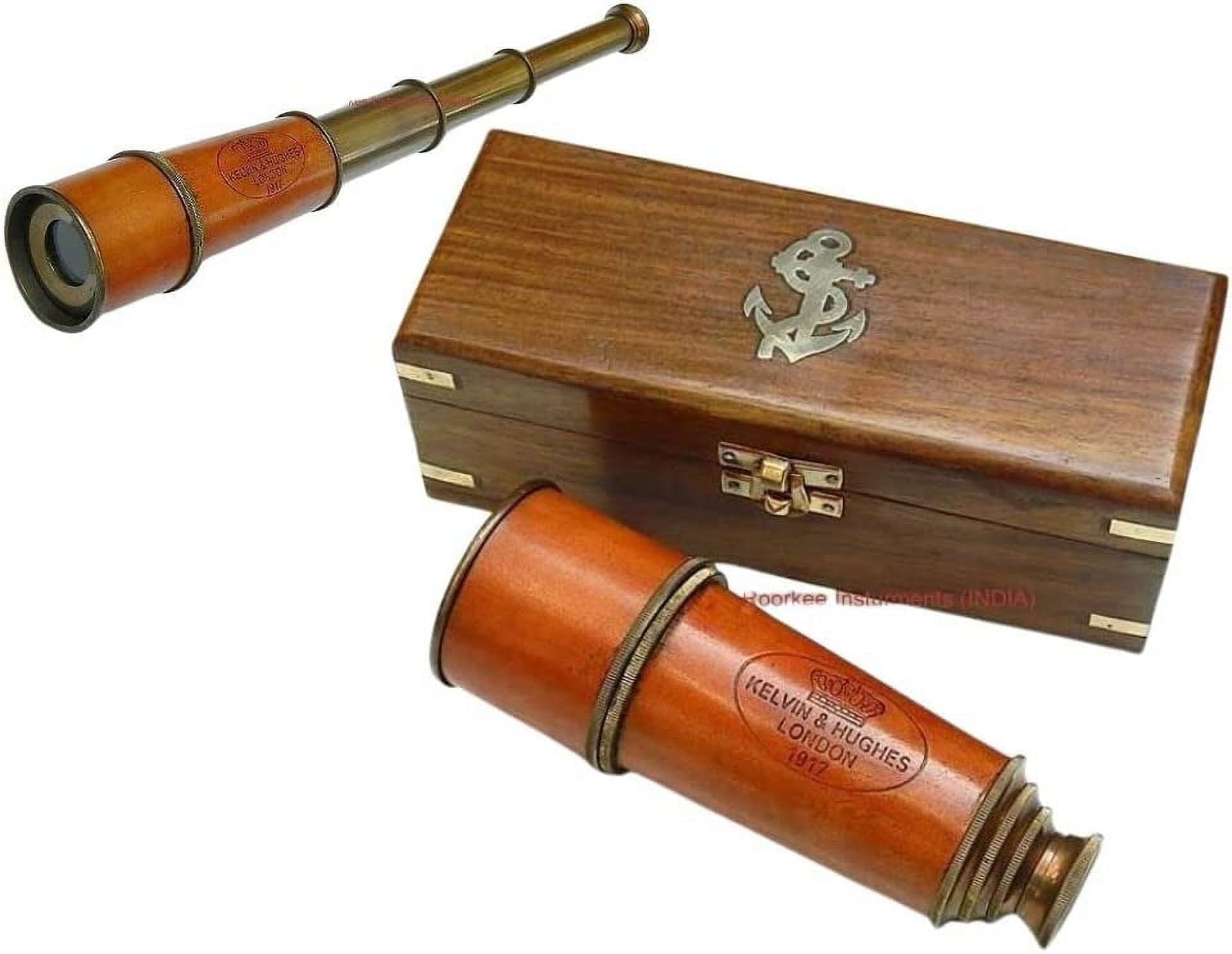 RII Antique Décor Spyglass, Pirate Telescope with Leather Case ...