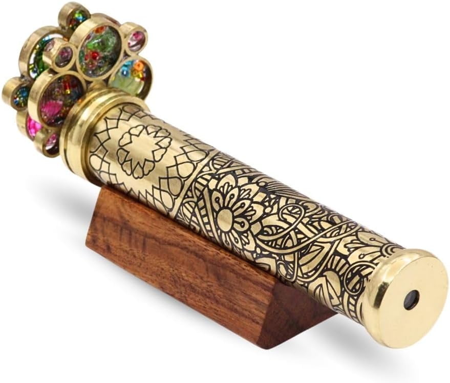RII Handcrafted Etched Floral Pattern Lacquered Brass Kaleidoscope ...