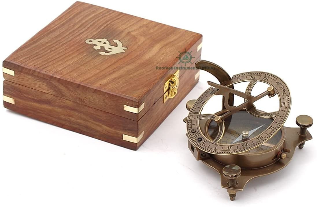 RII Nautical Vintage Directional Magnetic Sundial Compass with Famous ...