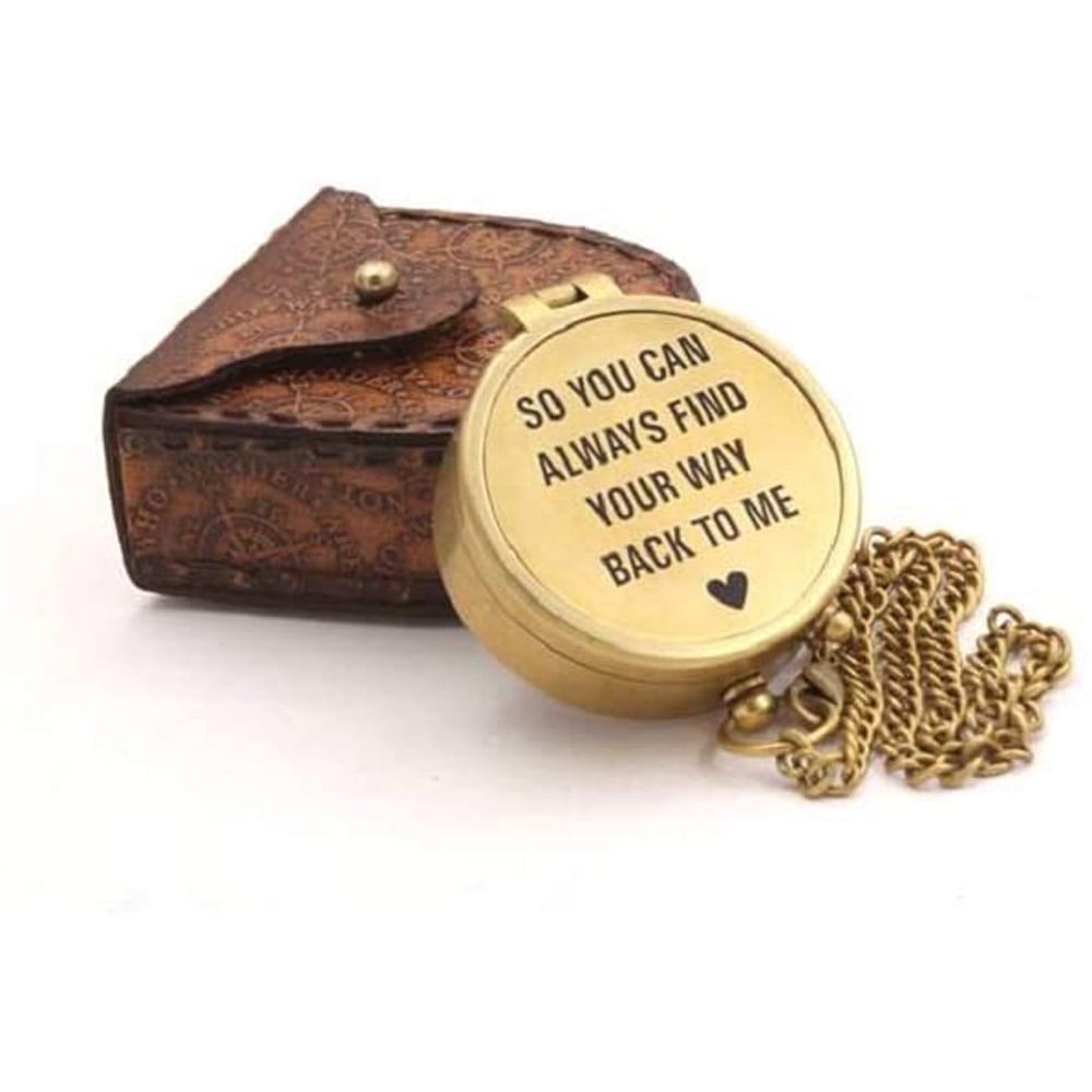 Roorkee instruments India Brass Pocket Compass Engraved Quote with ...