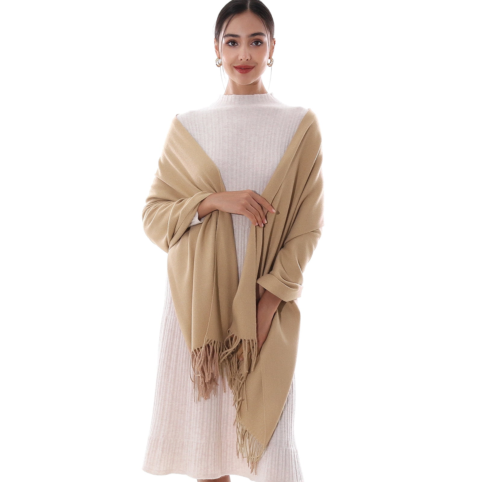 RIIQIICHY Women's Long Camel Scarf for Winter, Pashmina Shawl Wrap for ...