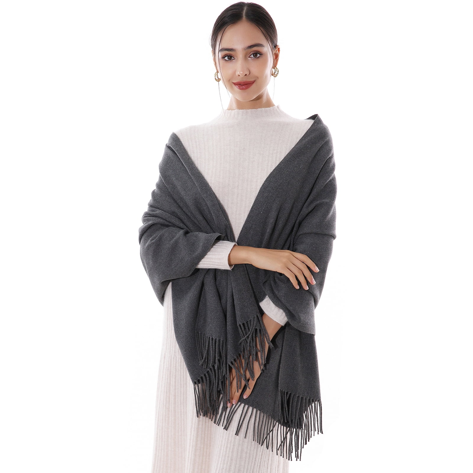 RIIQIICHY Dark Grey Scarfs for Women Winter Pashmina Shawls and Wraps ...