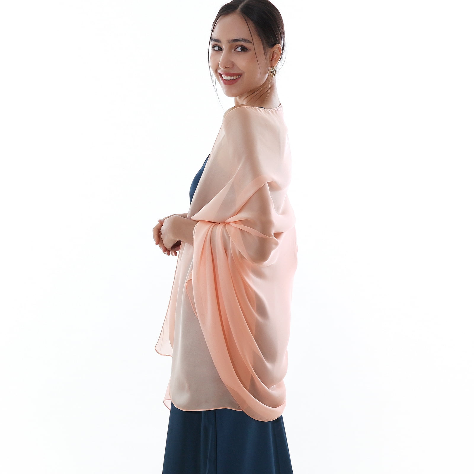 RIIQIICHY Women Shawls and Wraps for Evening Dresses Like Chiffon Pink ...