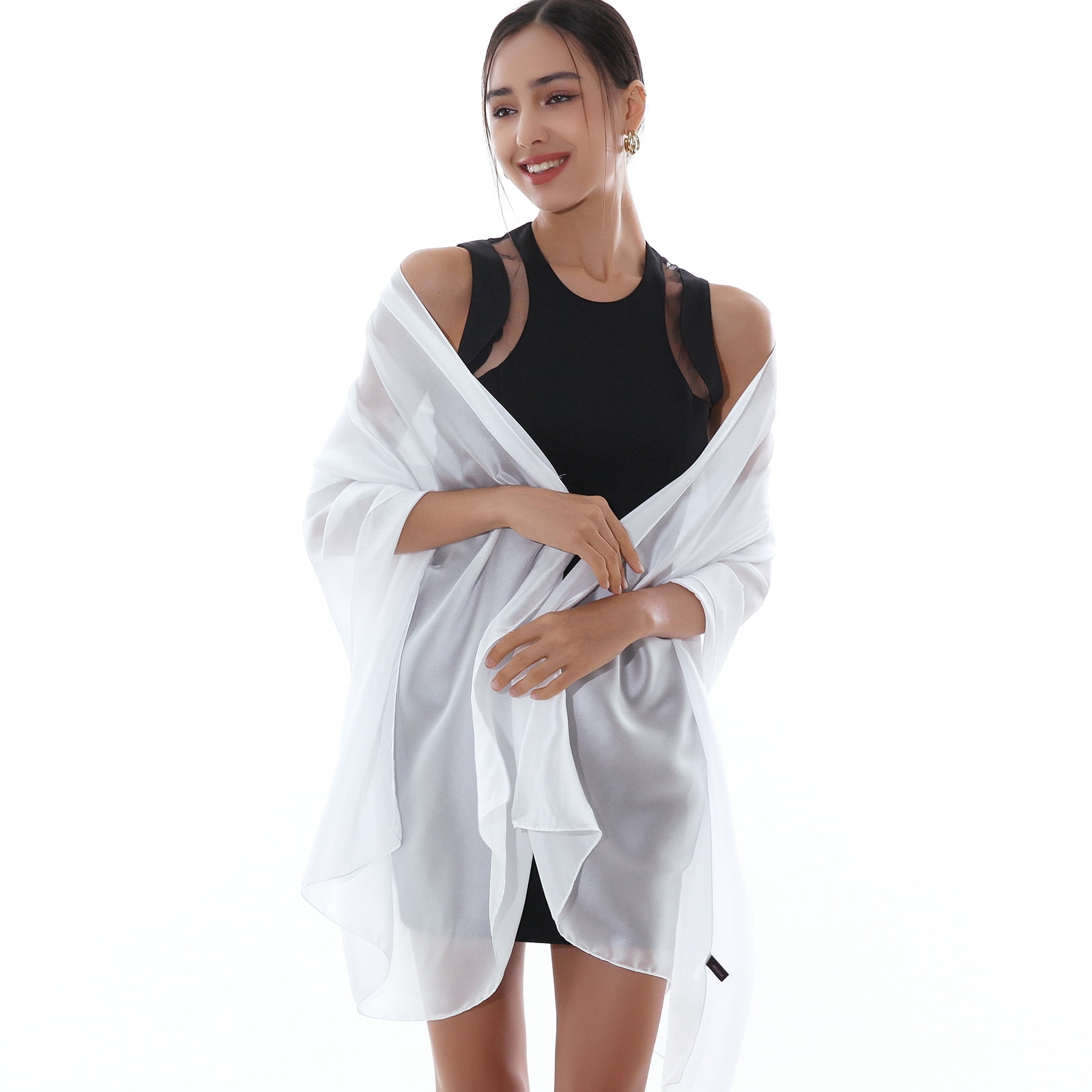 RIIQIICHY Women's Long Wedding Scarves, Sheer Wraps for Evening Dresses ...