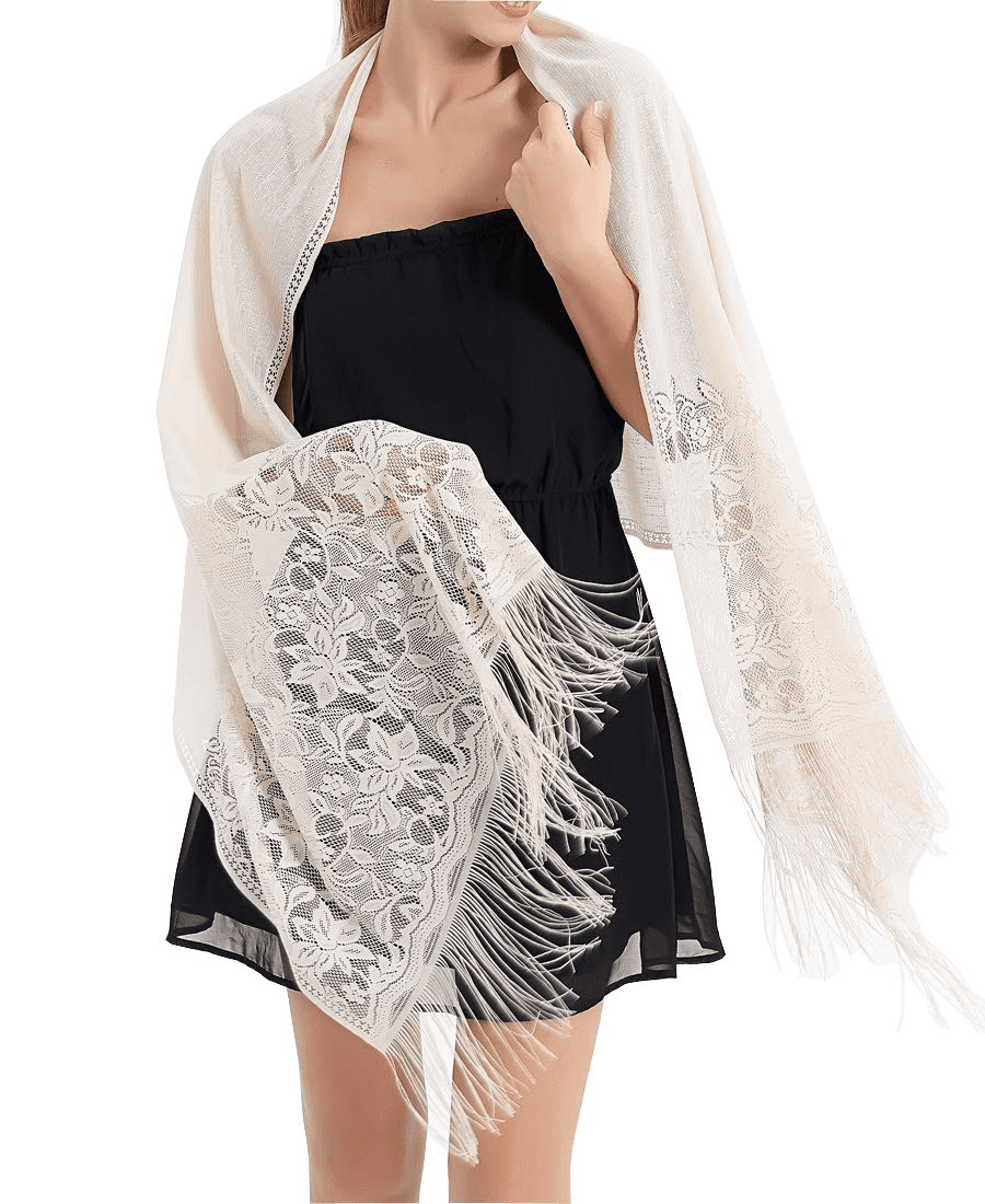 RIIQIICHY Womens Floral Lace Scarf, Long Wedding Wrap, Fancy Shawl with ...