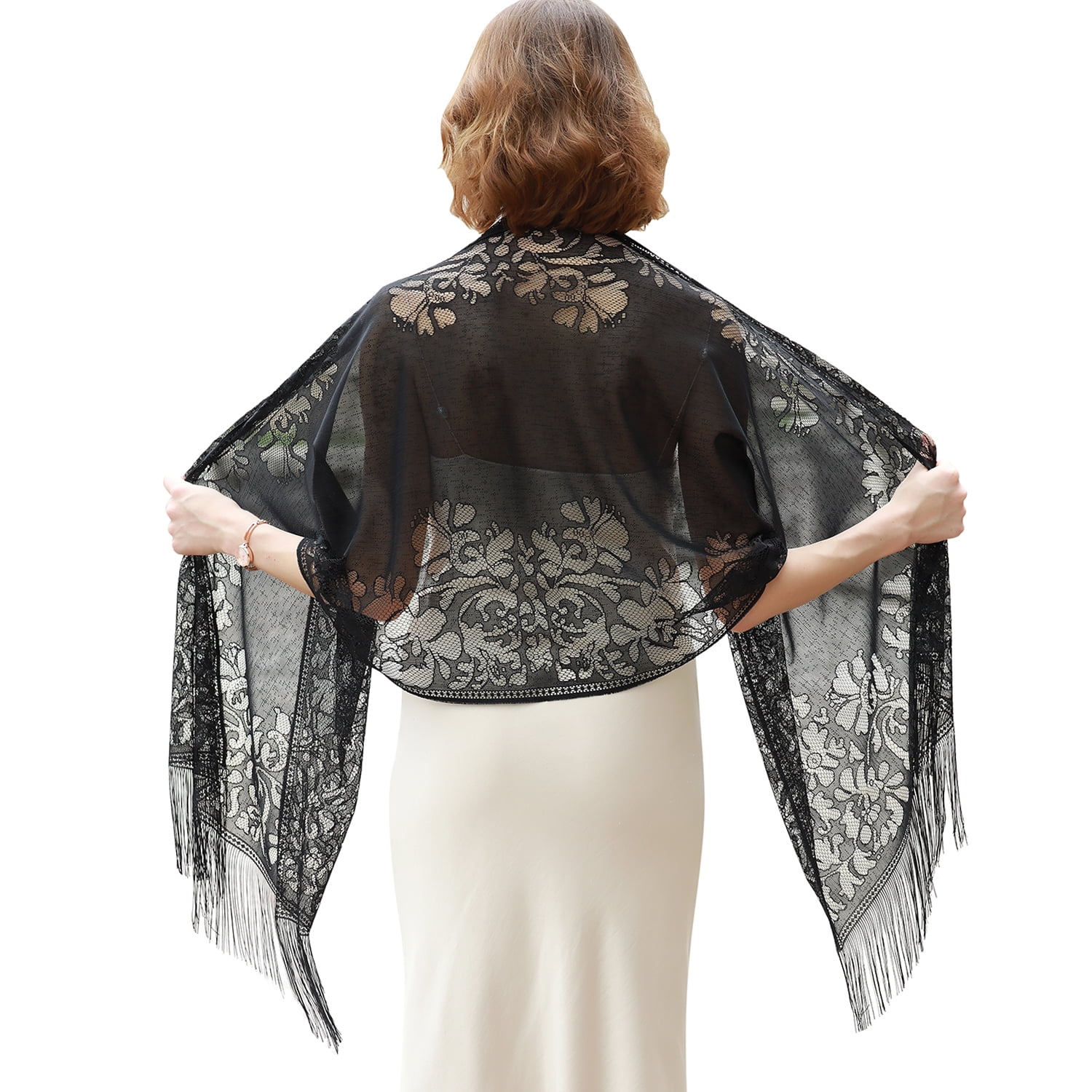 RIIQIICHY Womens Floral Lace Scarf Pashmina Scarves for Women Shawls ...