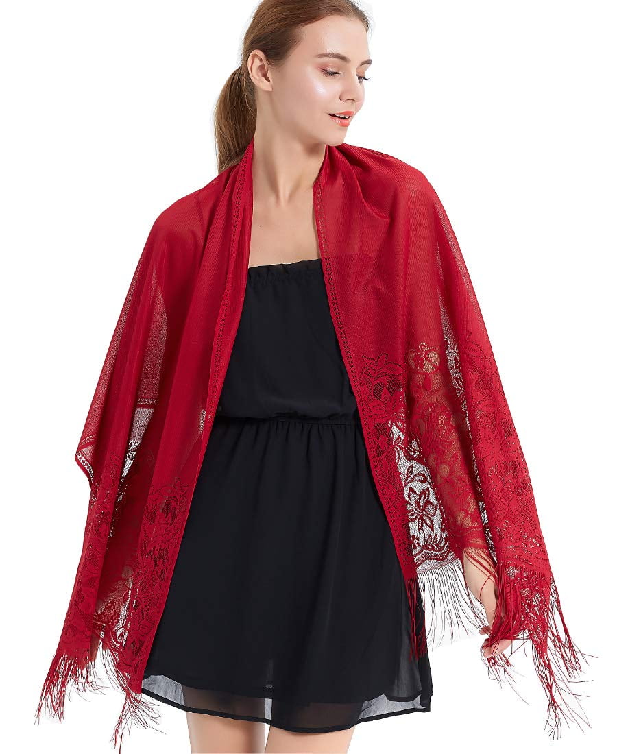 RIIQIICHY Womens Floral Lace Scarf Pashmina Scarves for Women Shawls ...
