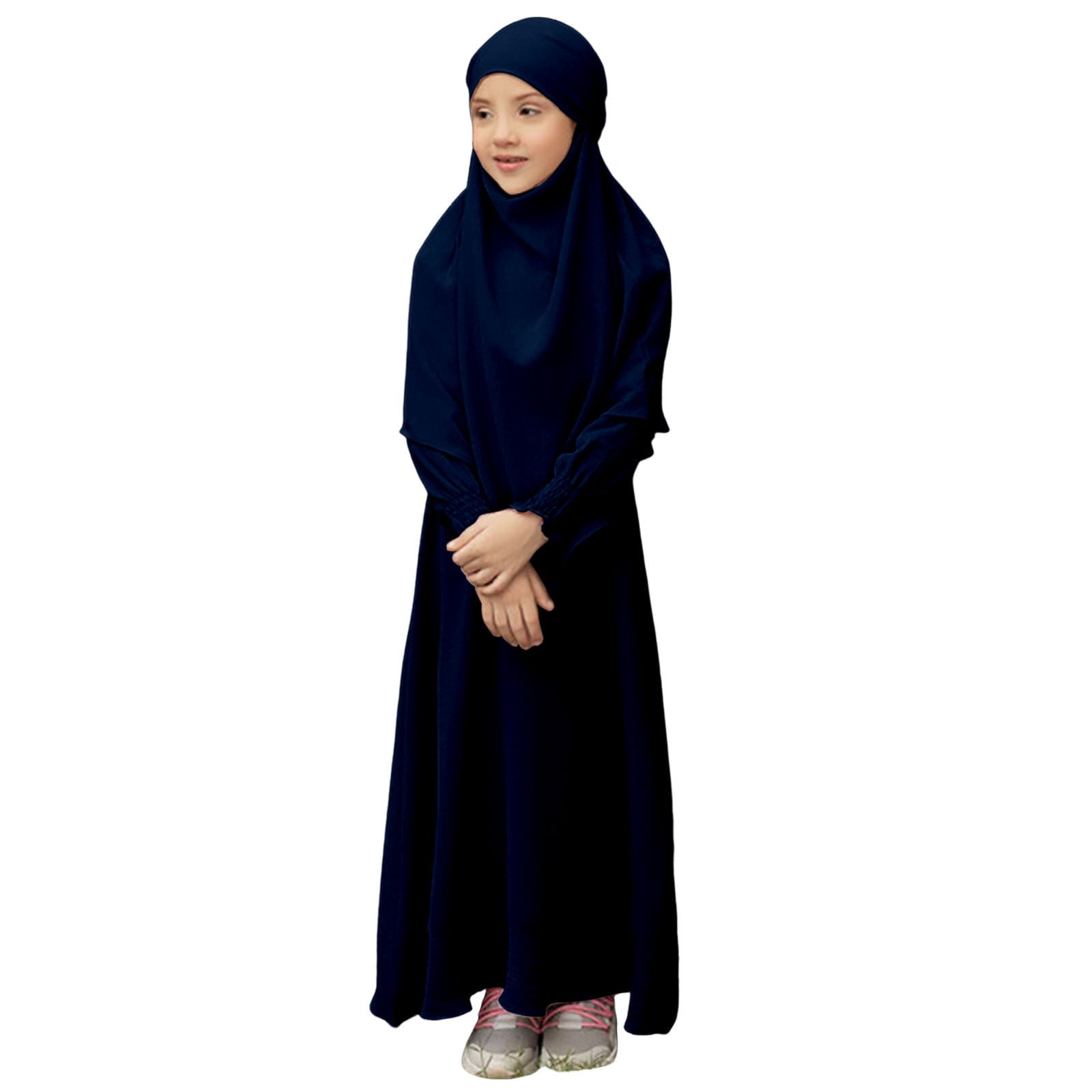 RIJOPUTY Muslim Dress for Girls Long Sleeve Turtleneck One-Piece ...