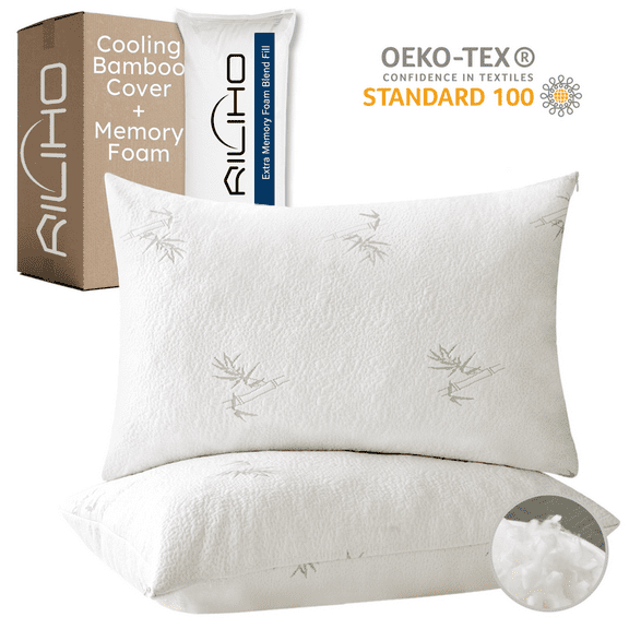 King Size Bed Pillows 2-Pack, Cooling Shredded Memory Foam Pillow ...