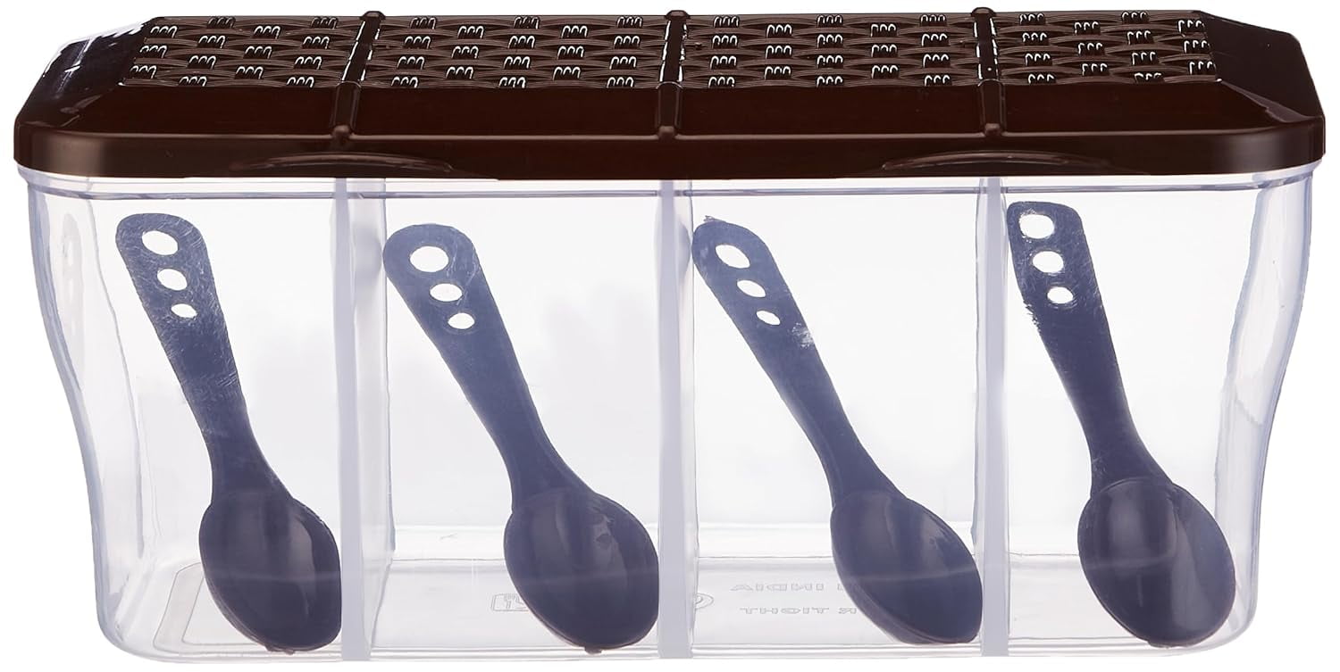 RILION Multipurpose Plastic 4 In 1 Masala Box for Kitchen Transparent ...