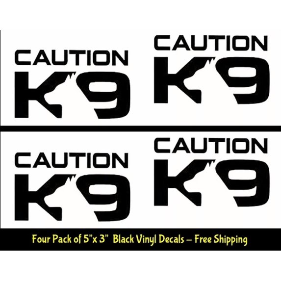 RILYN- Caution K9 Four Pack 5" Black Vinyl Decals Car Truck Rv Windows ...