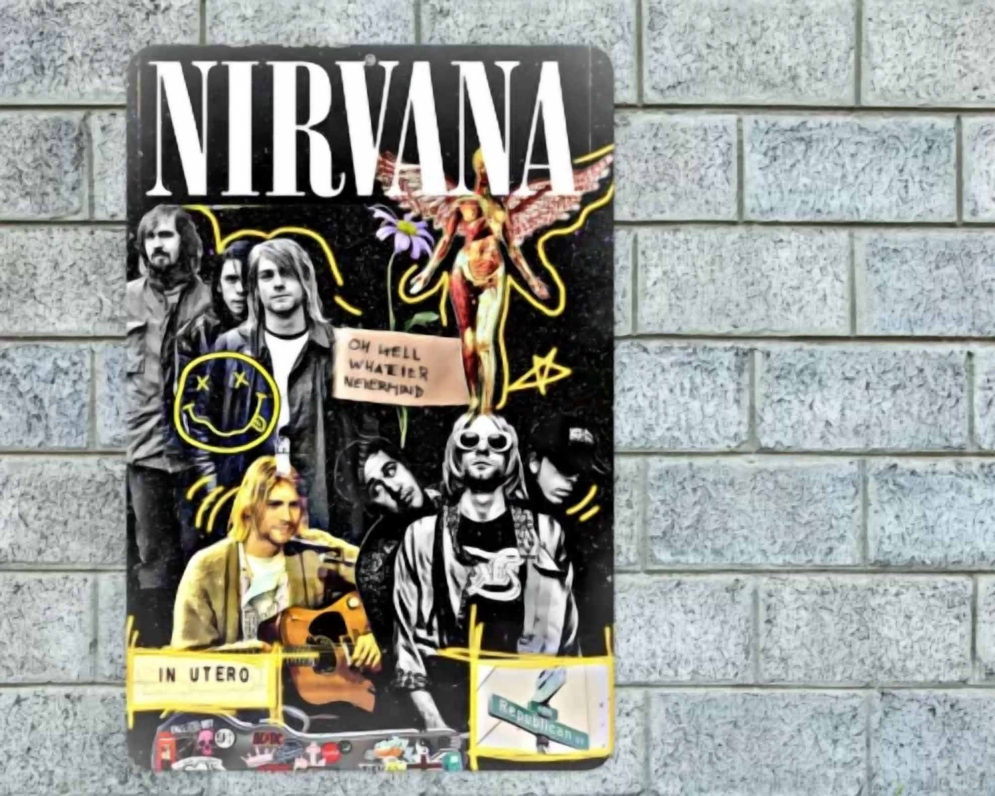 RILYN- Nirvana Sign Aluminum Metal 8"X12" Garage Man Cave Classic Rock ...