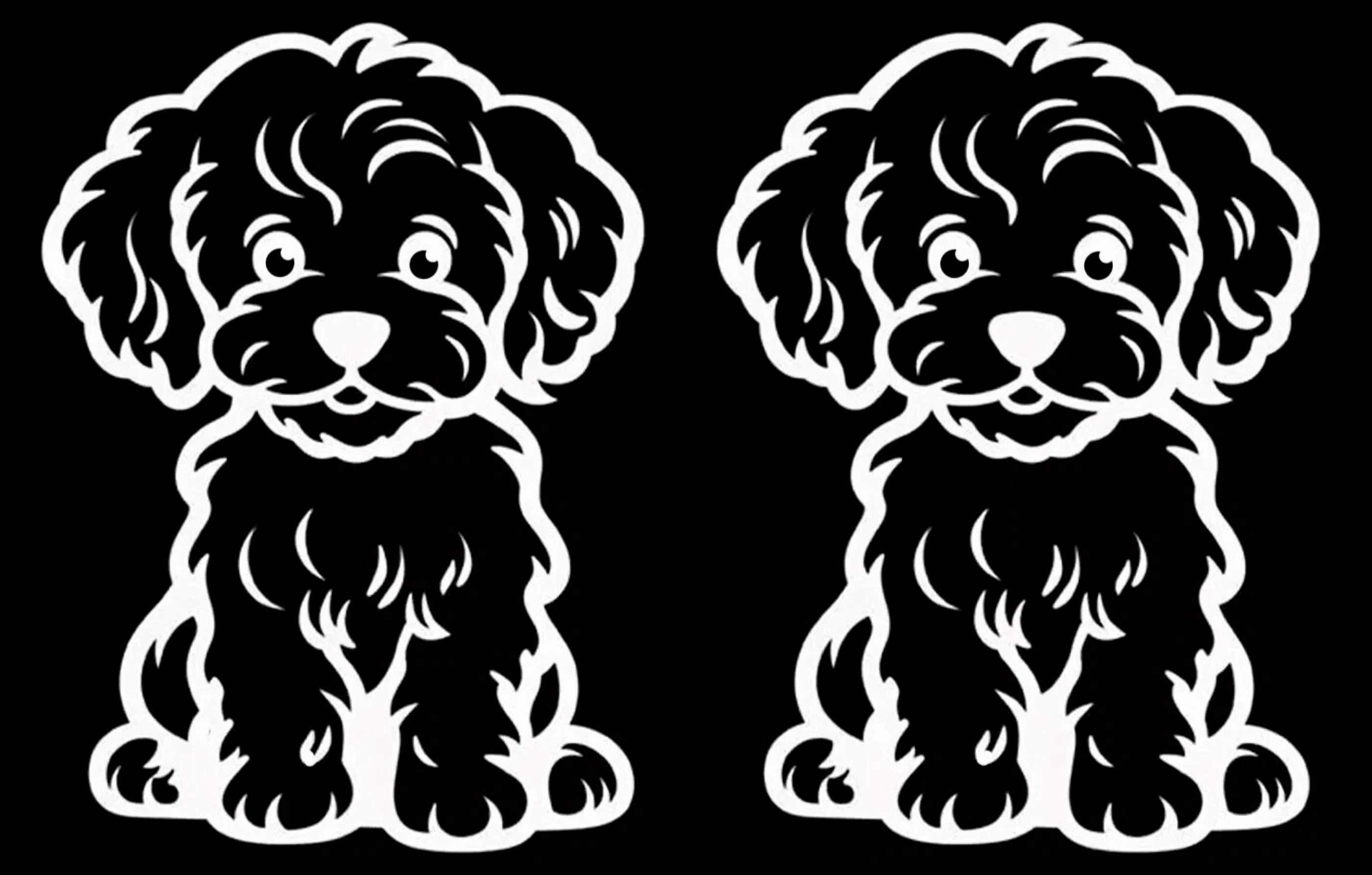 RILYN- Poodle Two 5" White Vinyl Decals Car Truck Window Laptop Tablet ...