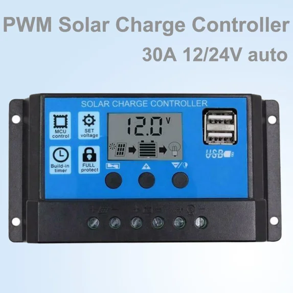 RILYN- Pwm Solar Charge Controller 30A 12/24V Regulator Battery Charger ...