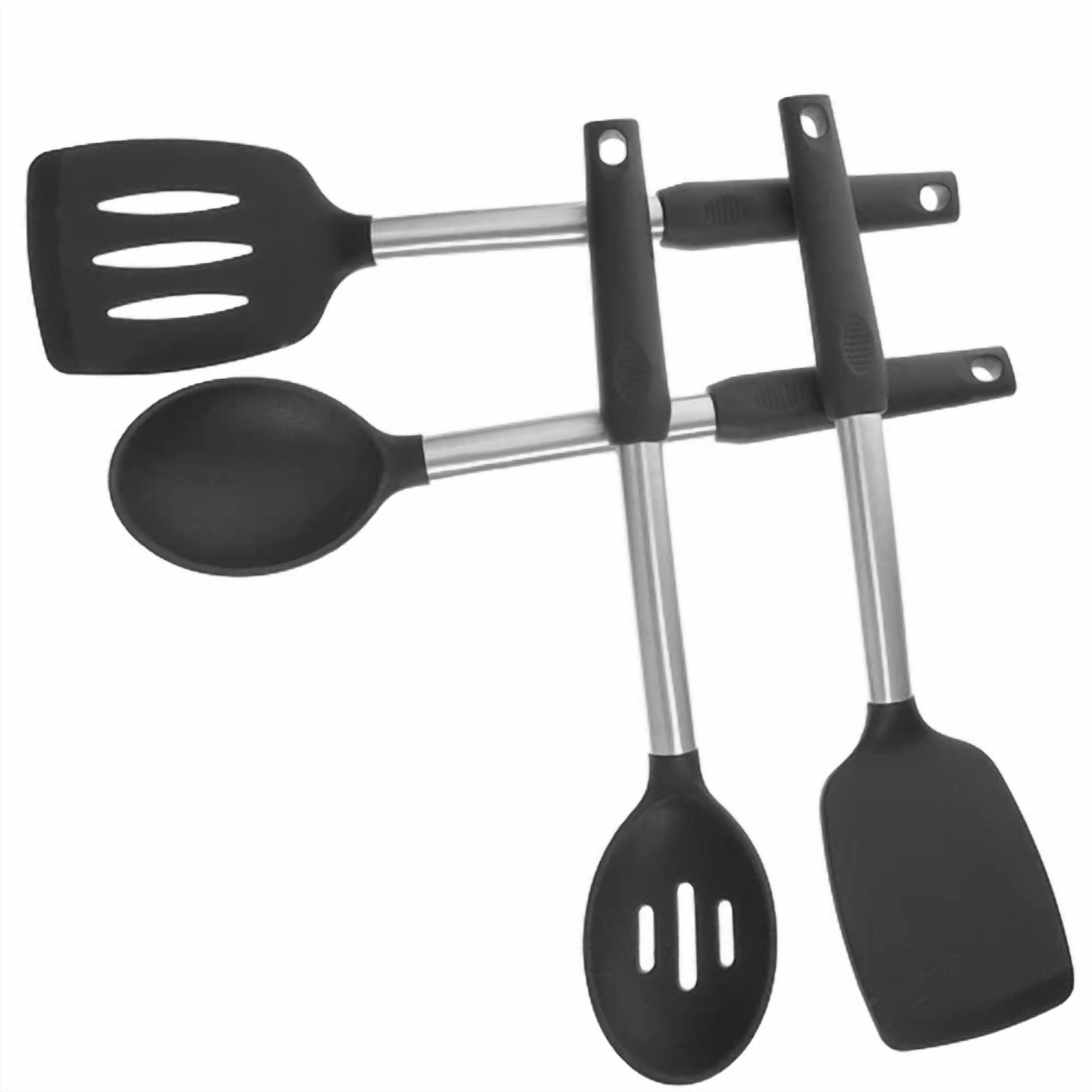 RILYN- Silicone Kitchenware Set Black Utensil Non Scratch Cooking ...