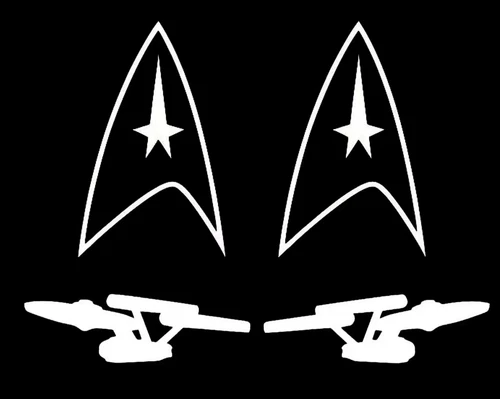 RILYN- Star Trek Logo & Uss Enterprise 4Pk 5" White Vinyl Car Decals ...