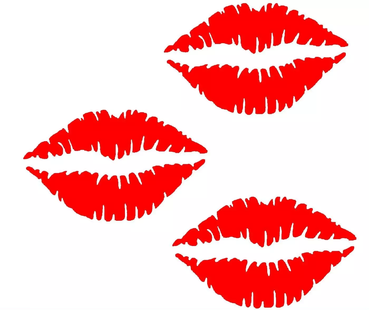 RILYN- Three Red Kiss Mark Lips Vinyl Decals Car Truck Window Laptop ...