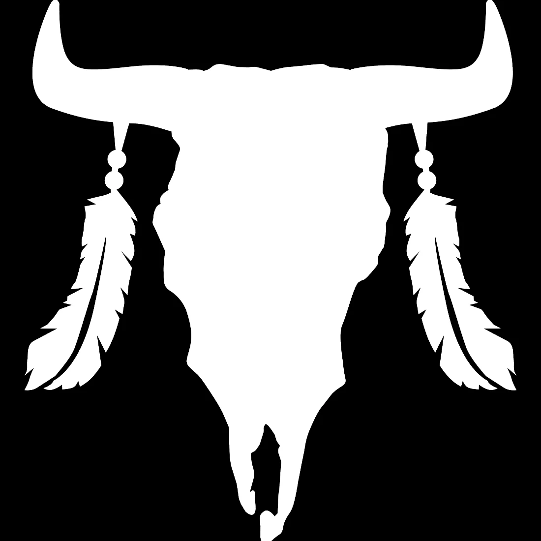 RILYN- Tribal Bull Skull Two Pack 5" White Vinyl Decals Car Truck ...