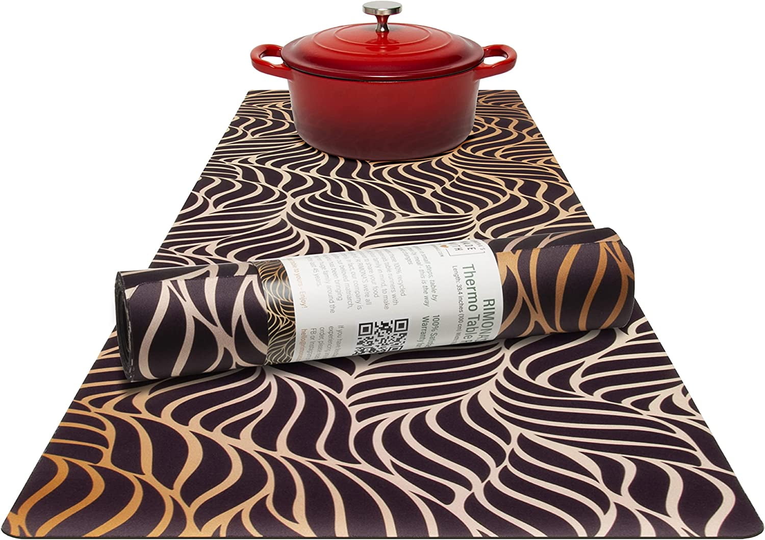 RIMONA'S 350F Heat Resistant Table Runner & Trivet - 40" Gold Leaves ...