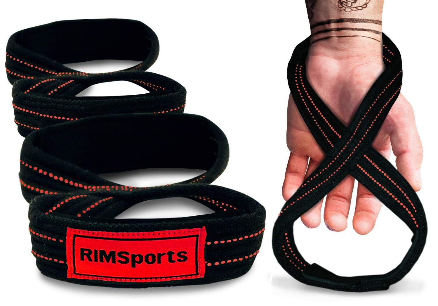 RIMSports Figure 8 Weight Lifting Wrist Straps for Deadlifting and ...
