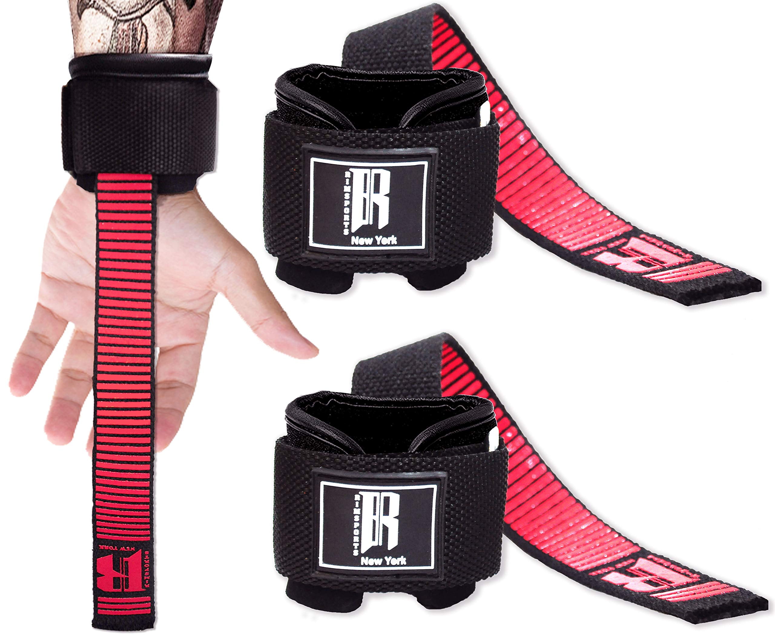 RIMSports Power Weight Lifting Deadlift Straps with Wrist Support for ...