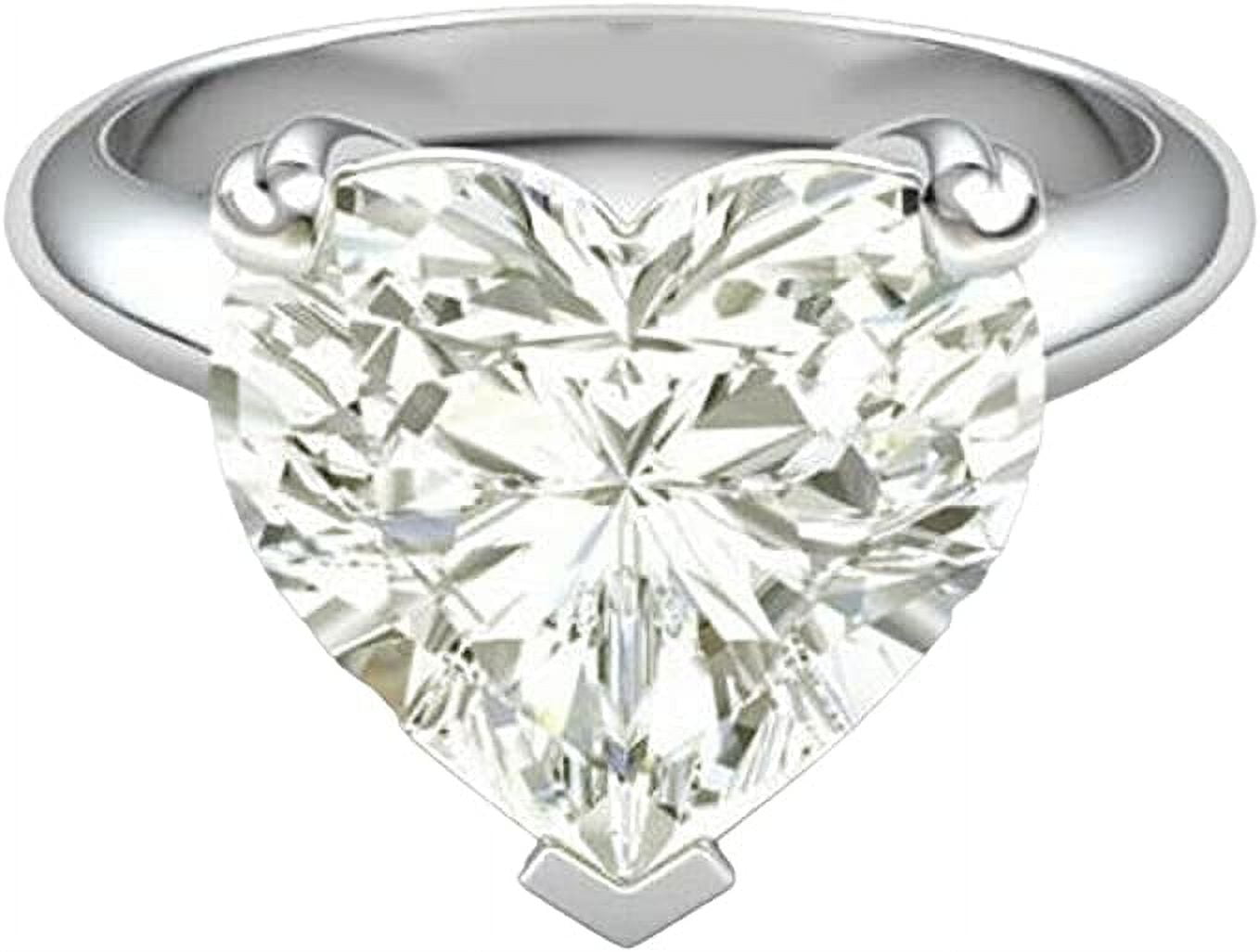 RINGJEWEL Heart cut Near White Moissanite Solitaire VVSI 2.25 Ct Ring ...