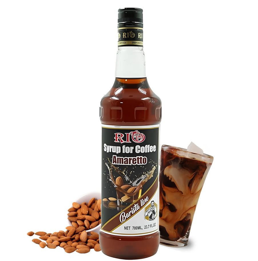 RIO Amaretto Flavored Coffee Syrup, 700ml - Sweet and Nutty, Ideal for ...