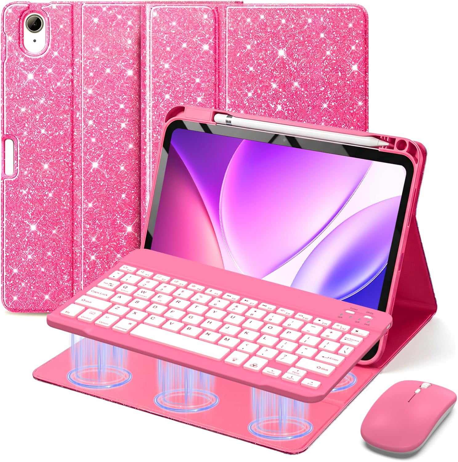 RIOFLY Pink iPad 11th 10th Gen Case with Keyboard and Mouse, 7 Color ...