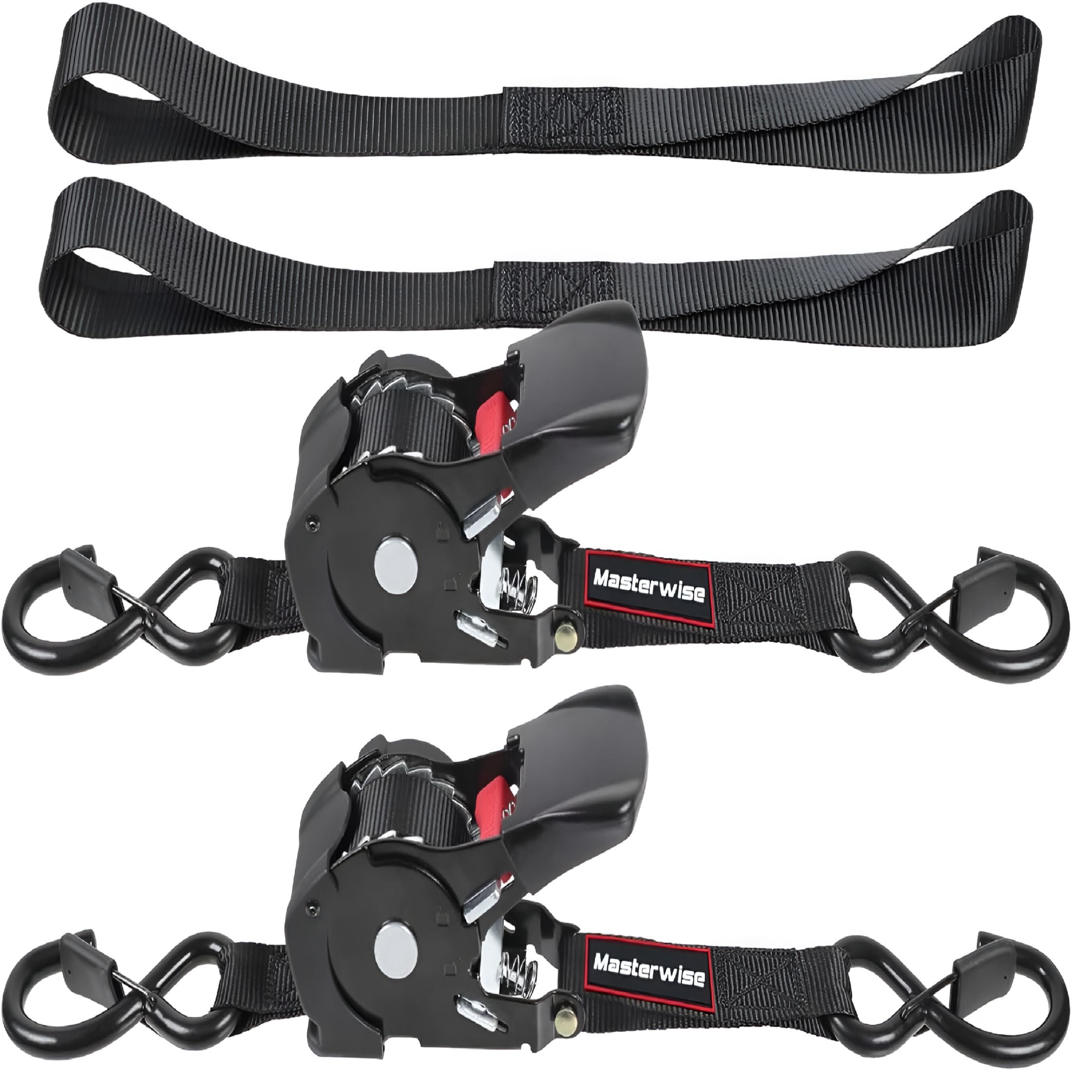 RIONIMA 12Ft Retractable Ratchet Straps,Motorcycle Tie Down Straps with ...