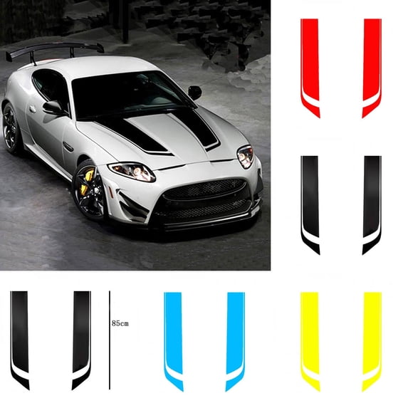 RIONIMA 2 Pack Auto Car Racing Sporty Stripes Hood Decals Waterproof ...
