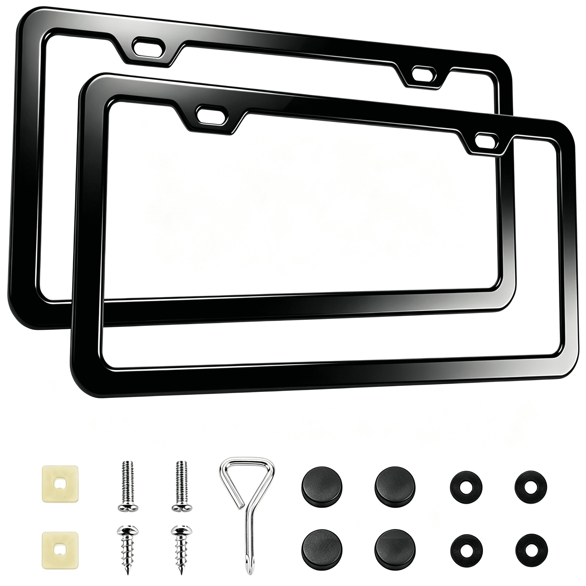 RIONIMA 2-Pack License Plate Frames, Universal Black Aluminum Licence ...