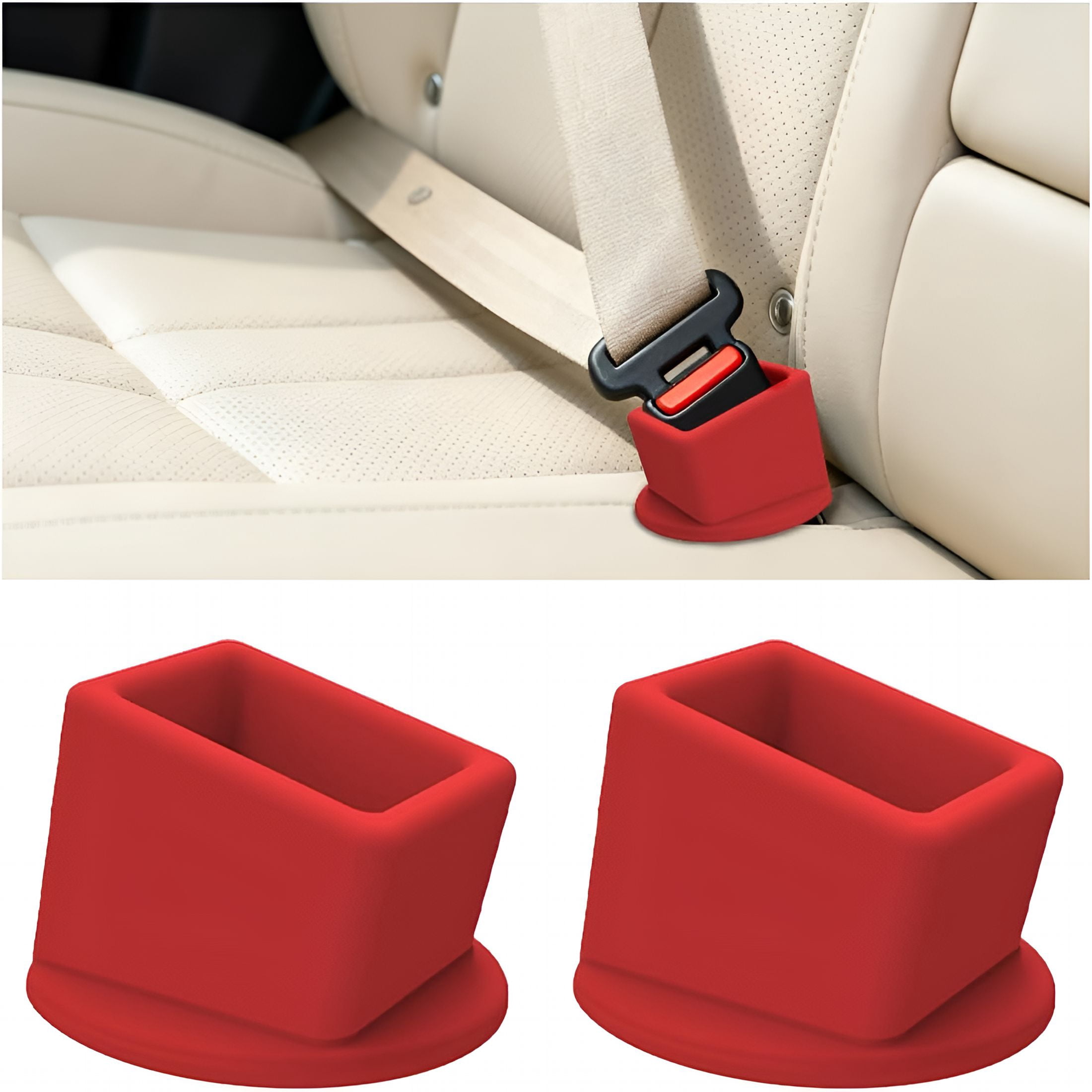 RIONIMA 2Pcs Car Seat Belt Buckle Holder,Silicone Vehicle Rear&Front ...
