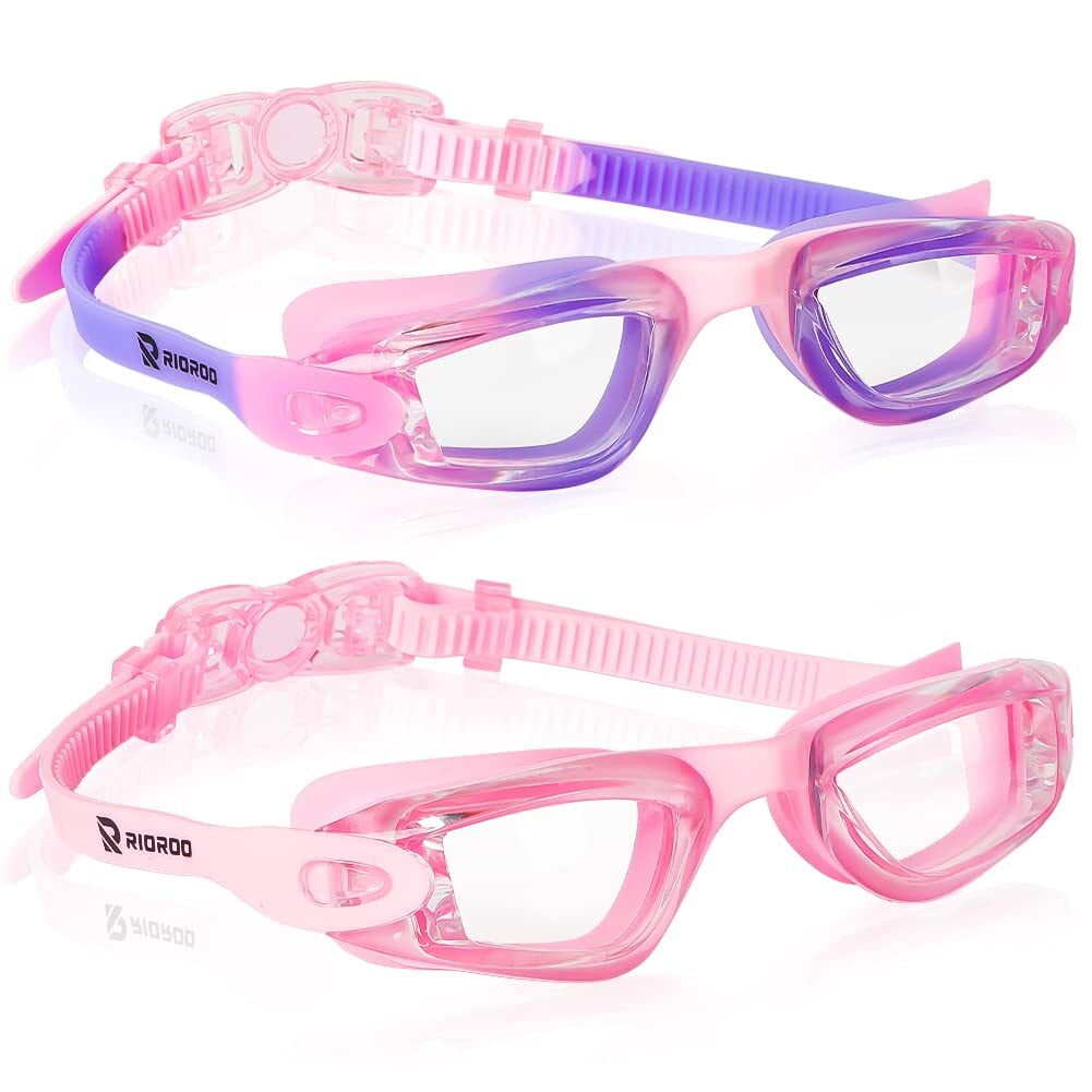 RIOROO Kids Swim Goggles, Pack of 2 Swimming Goggles for kids 3-14 ...