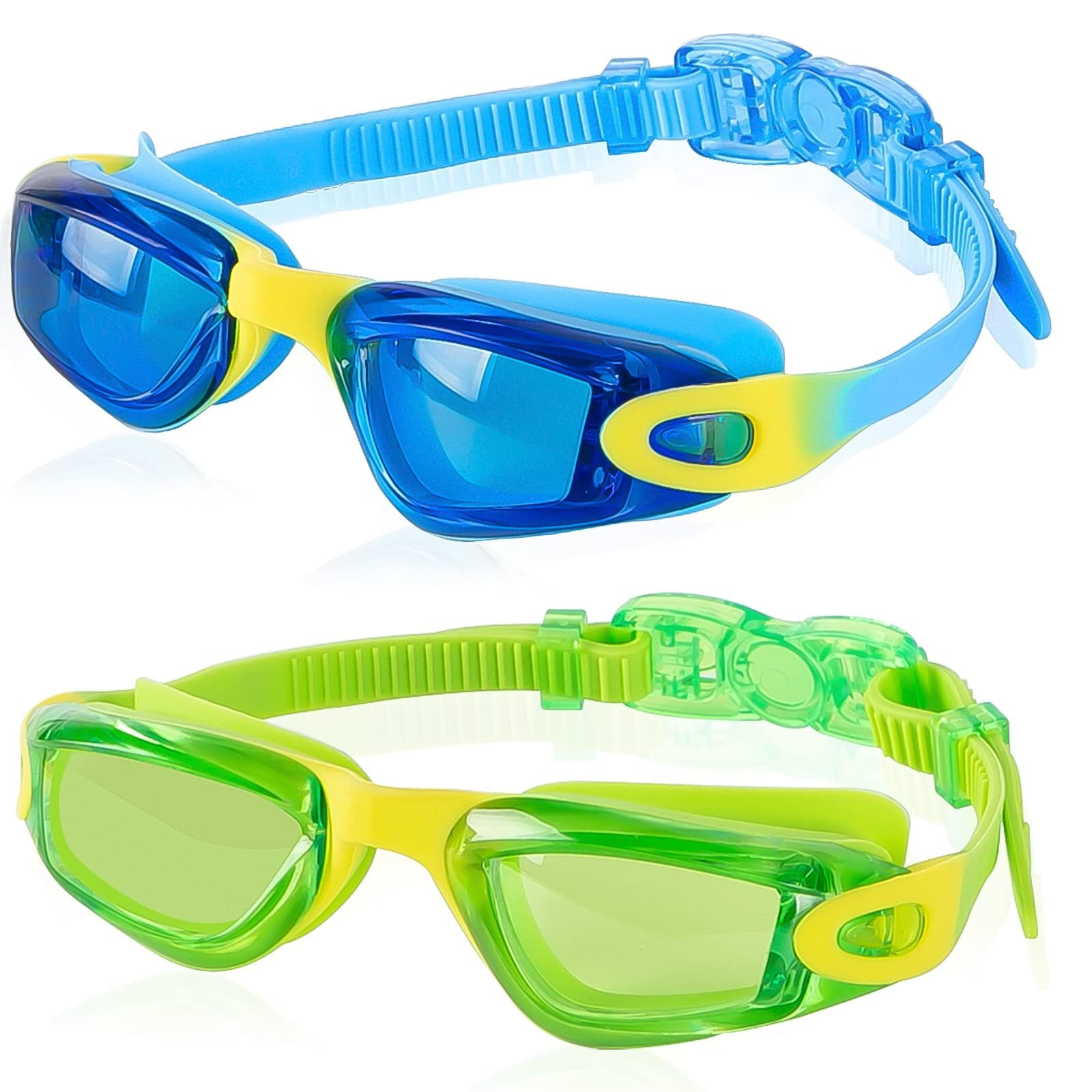 RIOROO Kids Swim Goggles, Pack of 2 Swimming Goggles for kids 3-14 ...