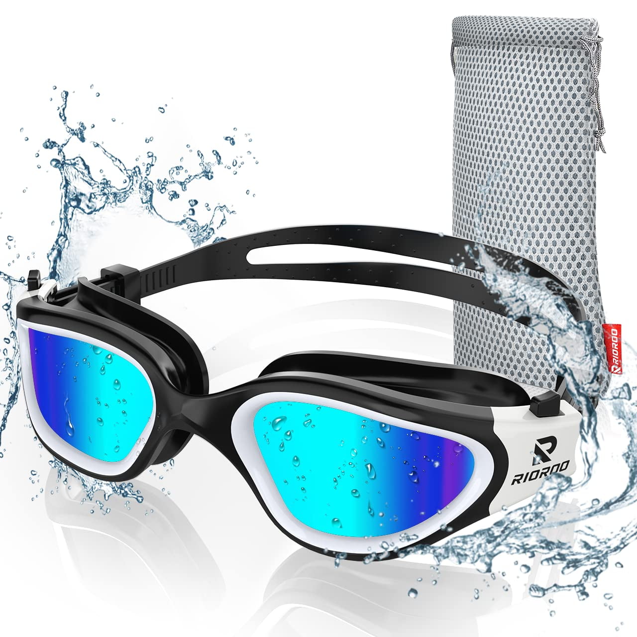 RIOROO Swim Goggles Black Polarized Lenses UV Protection Anti-Fog ...