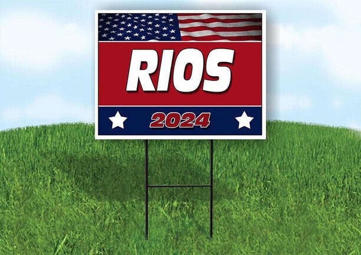 RIOS FLAG RED 2024 18inx24in Yard Road Sign w/ Stand - Walmart.com