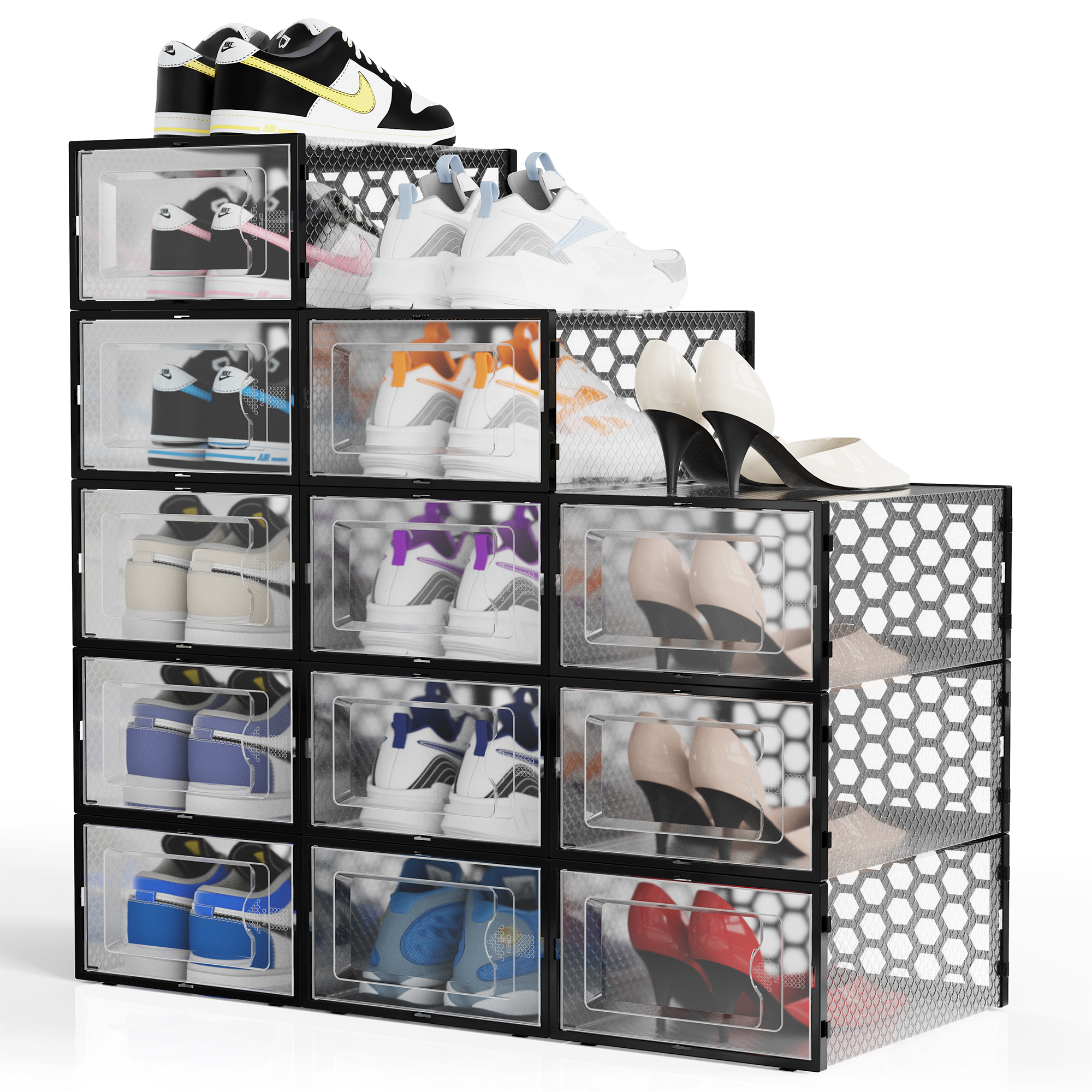 X-Large Shoe Storage Boxes,12 Pack Shoe Storage Organizer,Clear ...