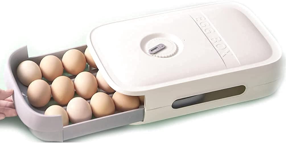 RIOZLOT Drawer Type Egg Storage BoxEggs Storage Box Holder Container ...