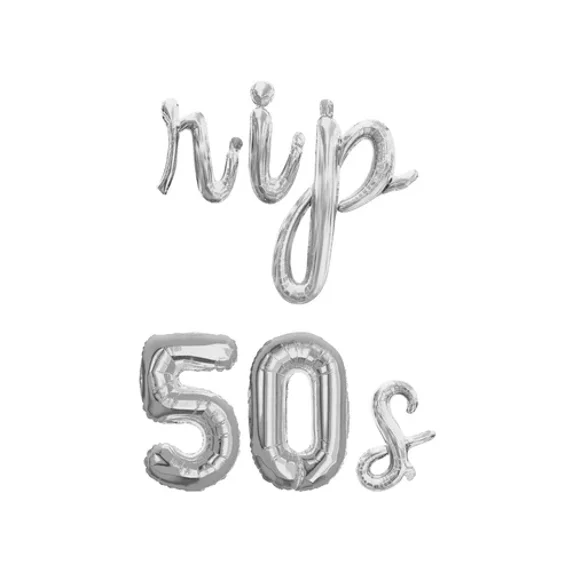 RIP 50S Cursive Letter Balloon Banner - DIY 60th Birthday Party ...