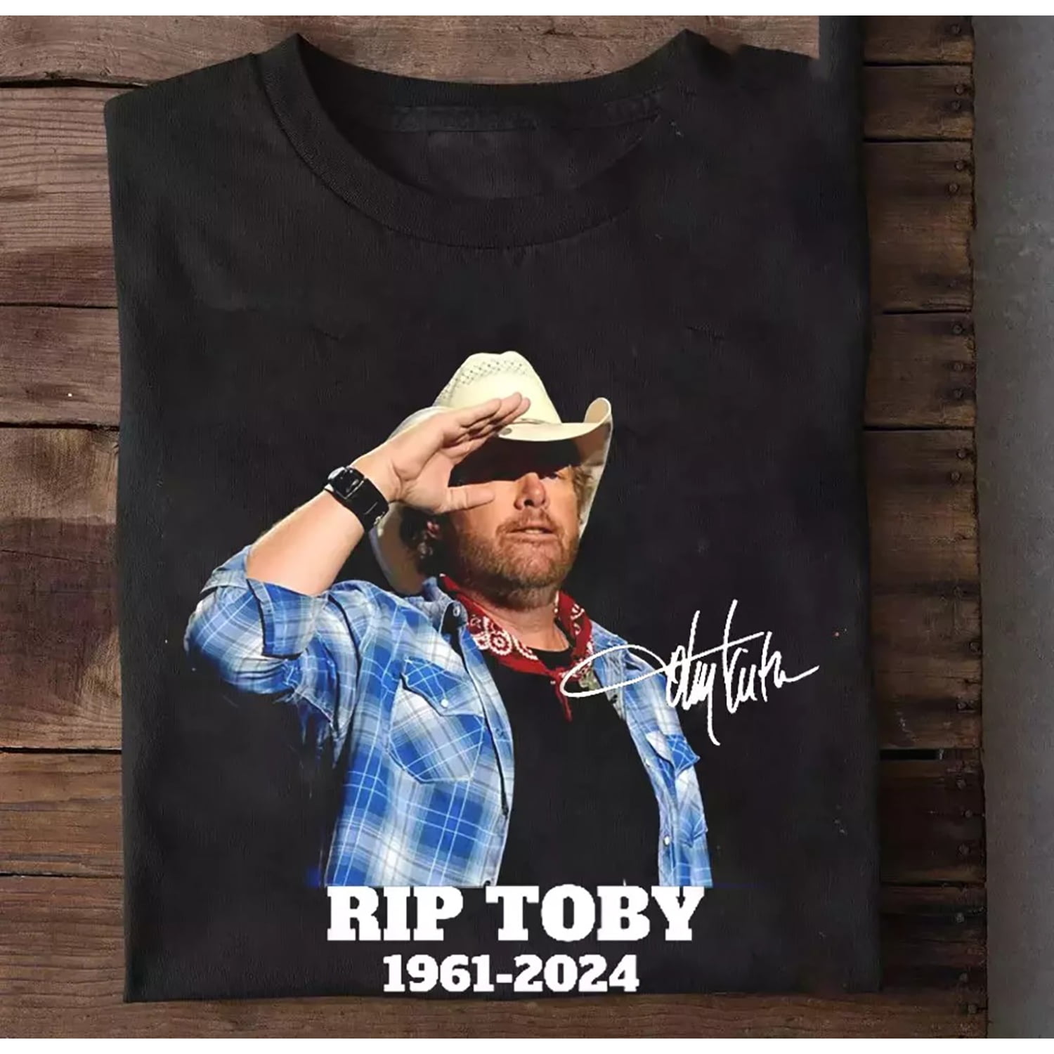 RIP Toby Keith Signature 1961-2024 fits reprint Black All Size ...