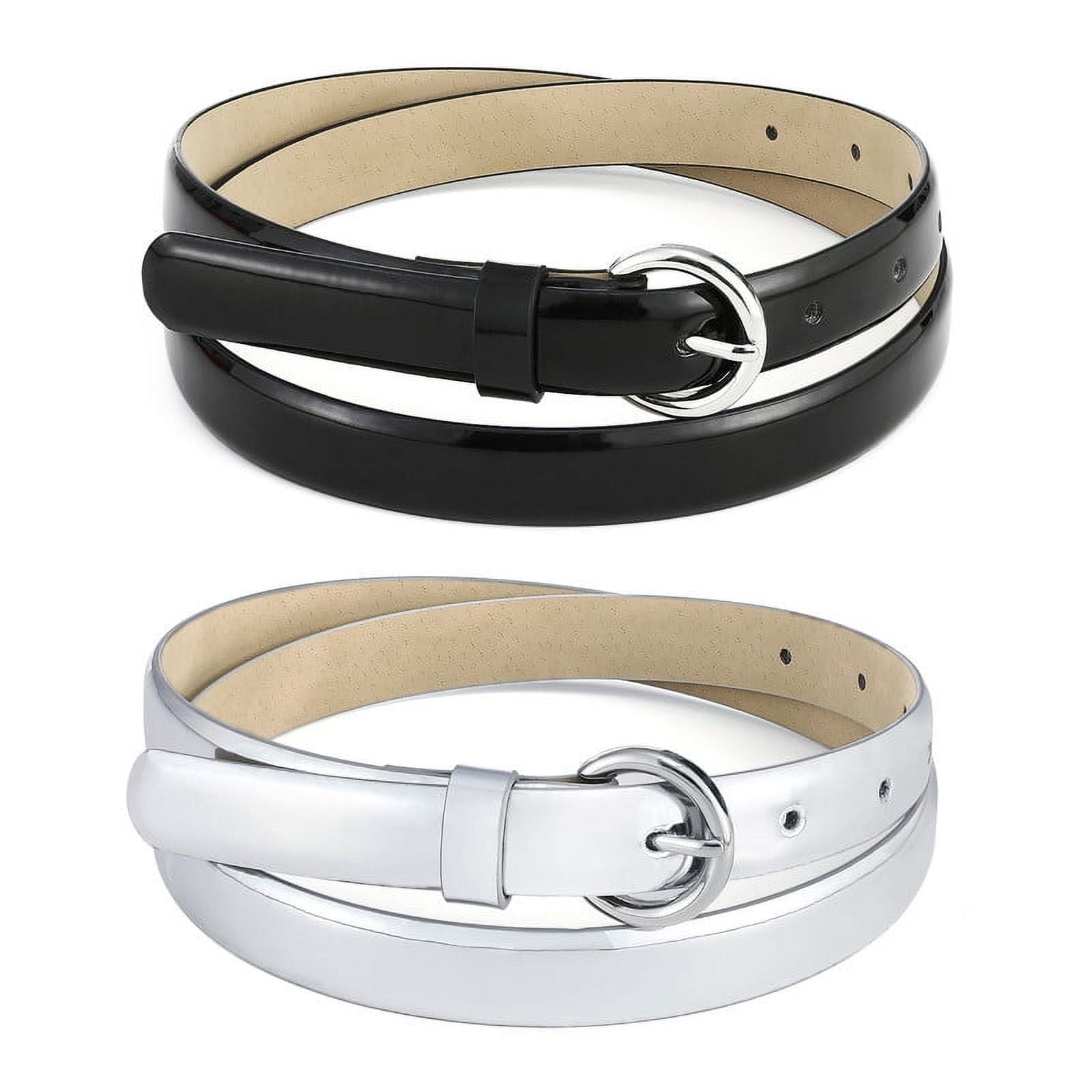 RISANTRY Red Patent Leather Thin Belts for Women Grey Skinny Women Belt ...