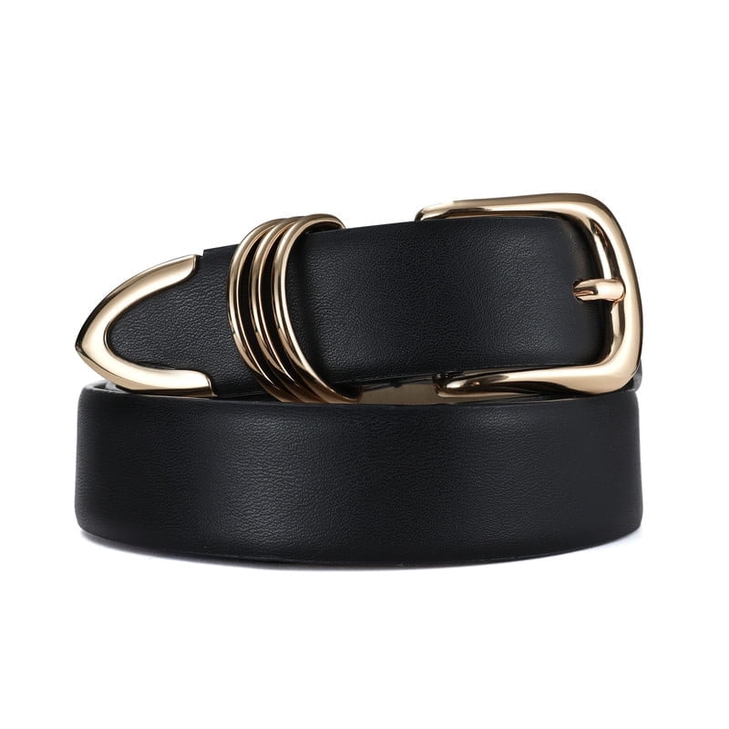 RISANTRY Women's Black Belts with Gold Buckle Elegant Leather Waist ...