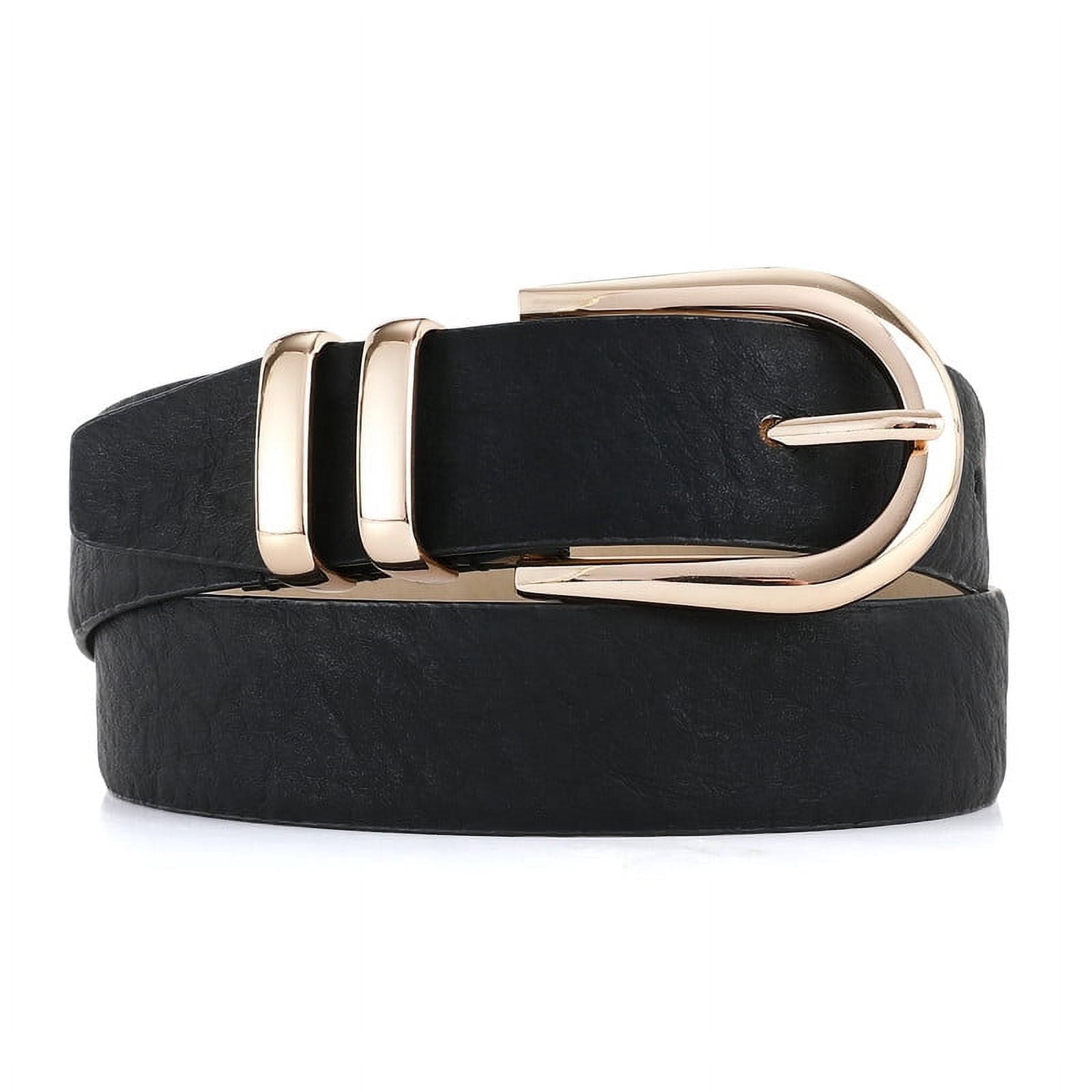 RISANTRY Women's Black Suede Belts with Gold Buckle Elegant Leather ...