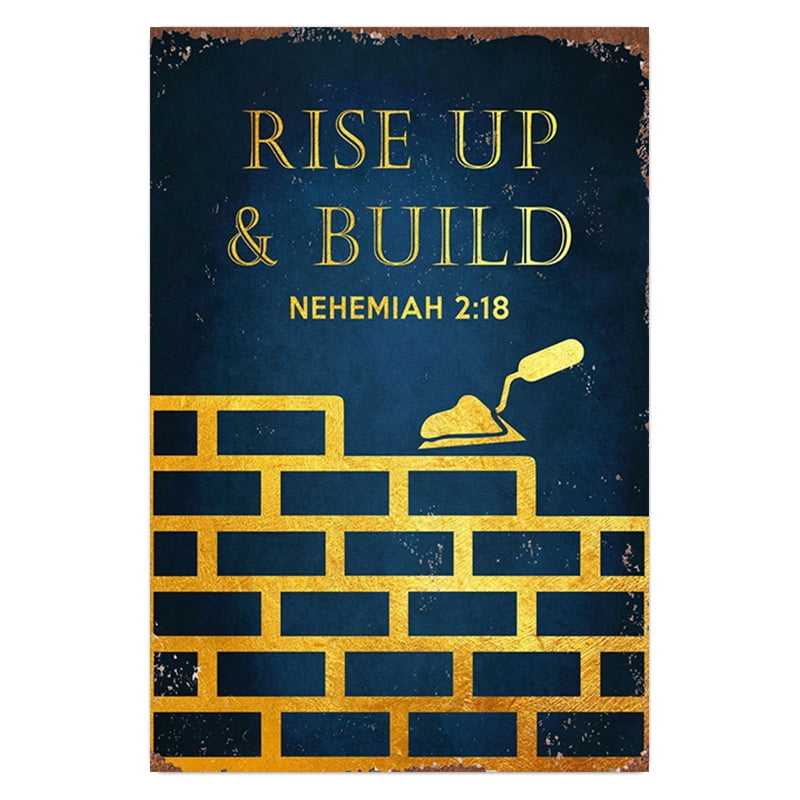 RISE UP & BUILD Novelty Tin Metal Sign Plaque Bar Pub Vintage Aluminum ...