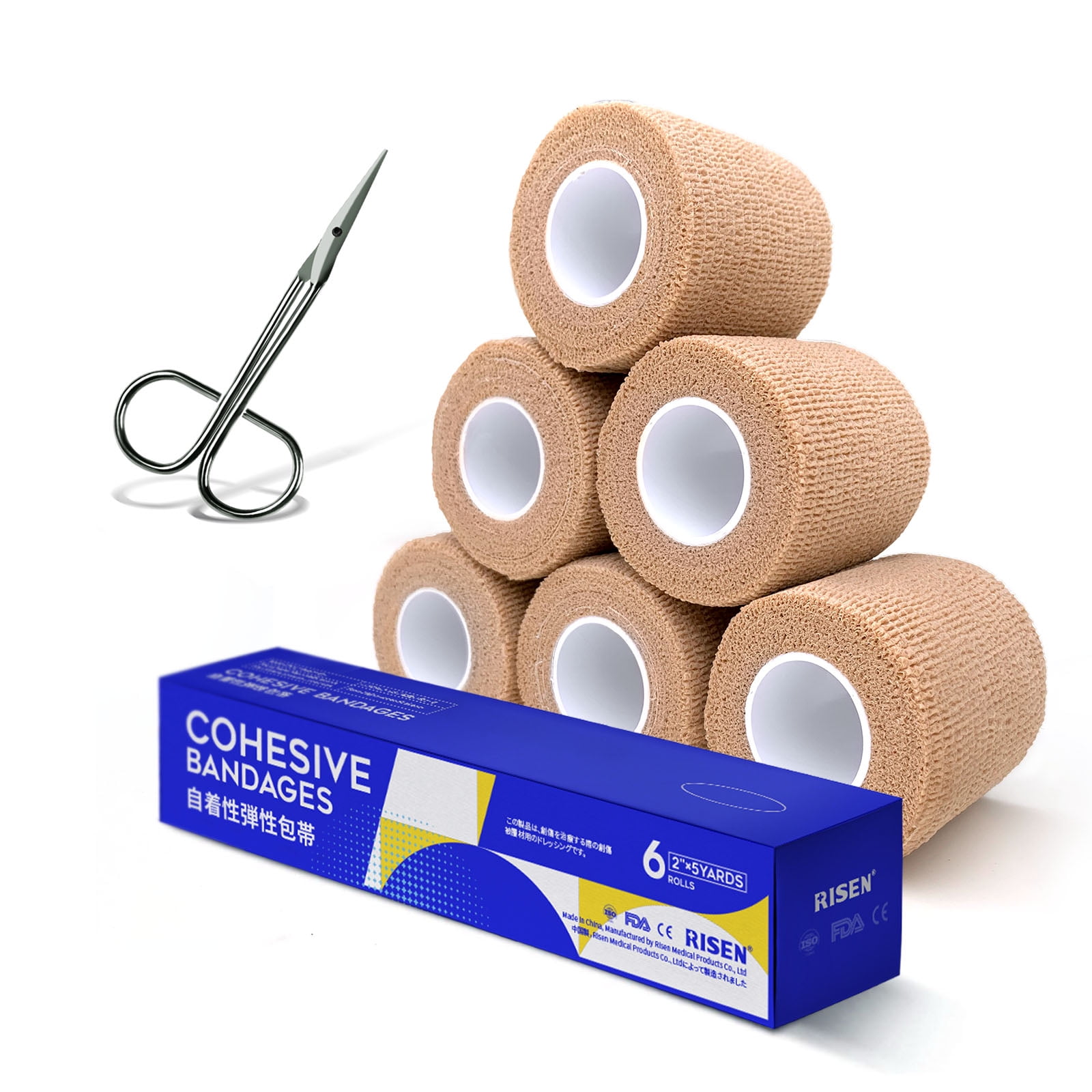 RISEN Cohesive Bandage, Self Adherent Medical Tape, Non-Wound Wrapping ...