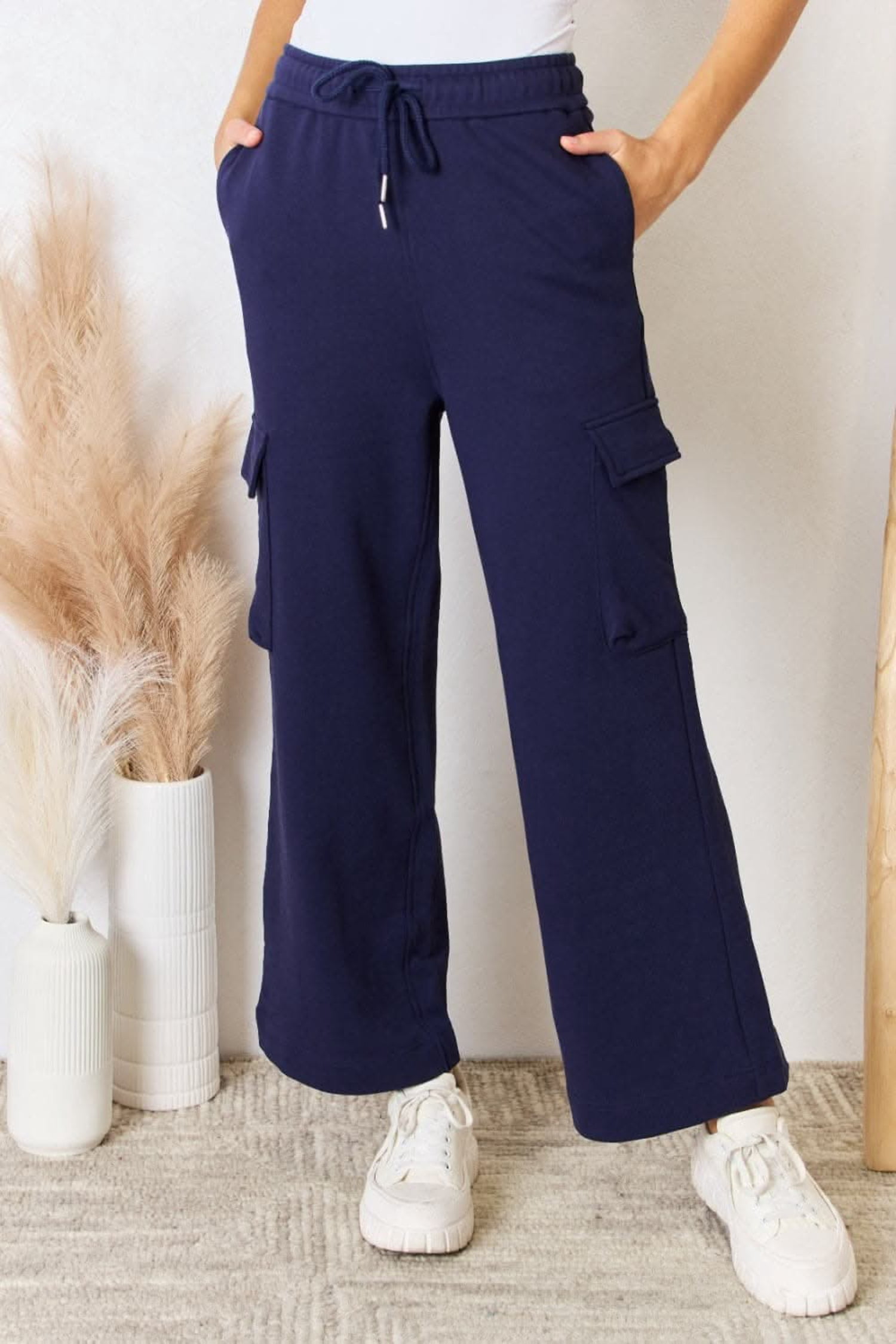RISEN Drawstring Relaxed Cargo Wide Leg Pants - Walmart.com