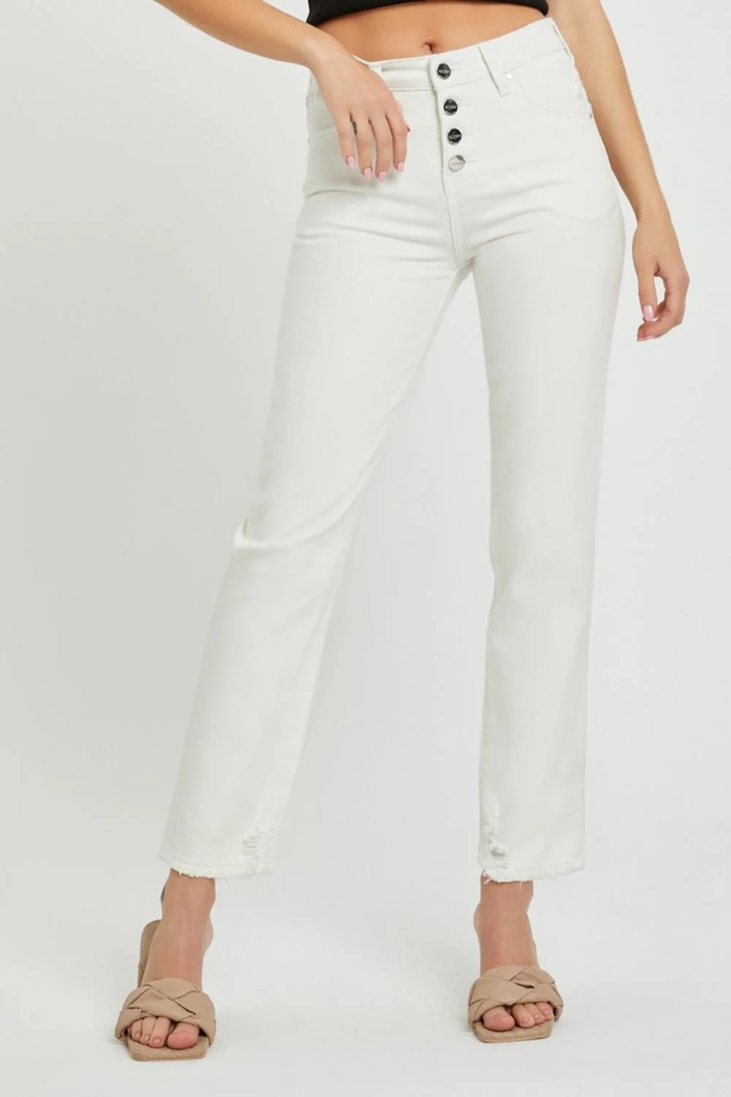 RISEN Full Size Mid-Rise Tummy Control Straight Jeans - Walmart.com