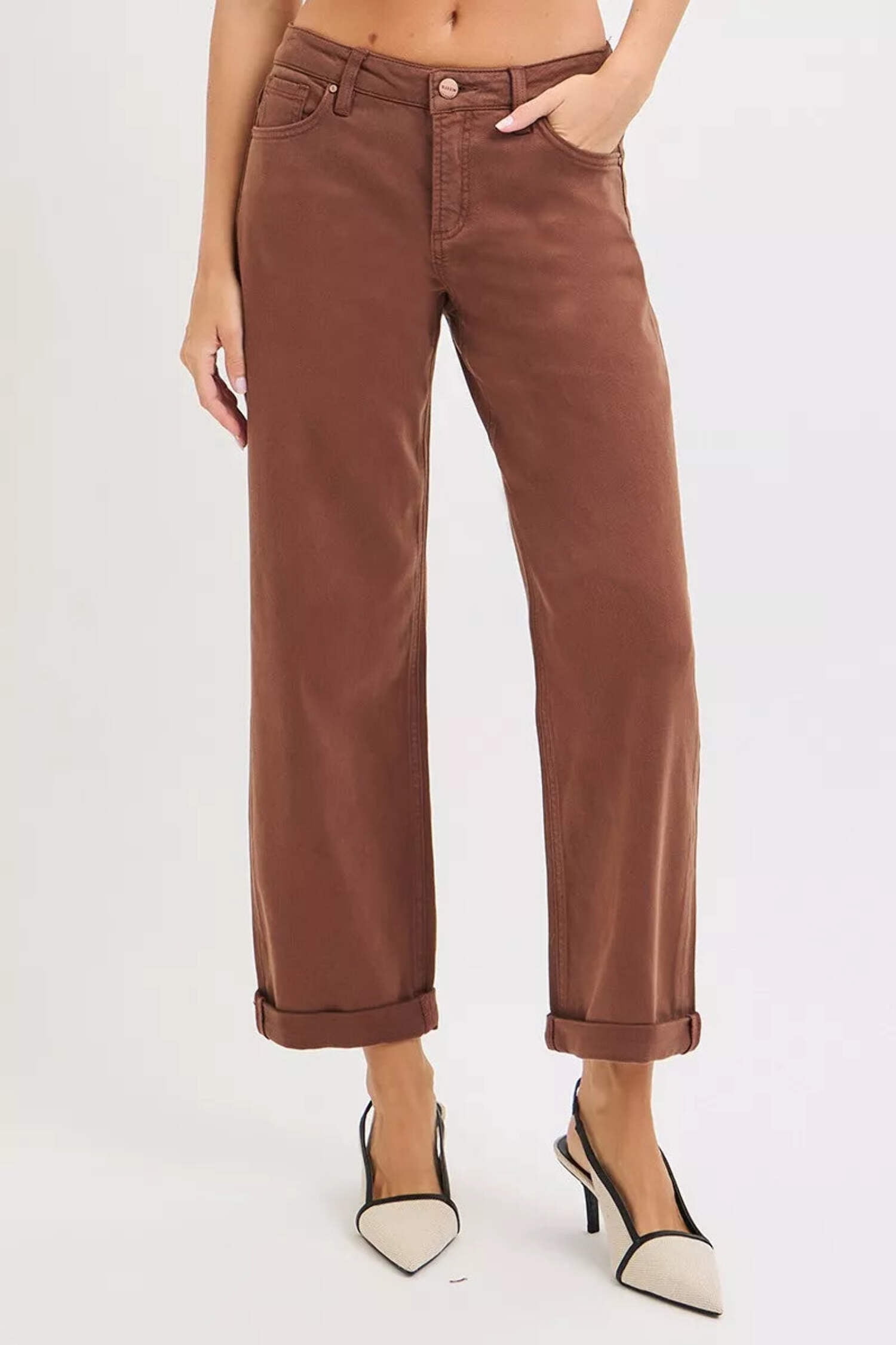 RISEN Full Size Tummy Control Mid Rise Ankle Barrel Baggy Plus Size ...